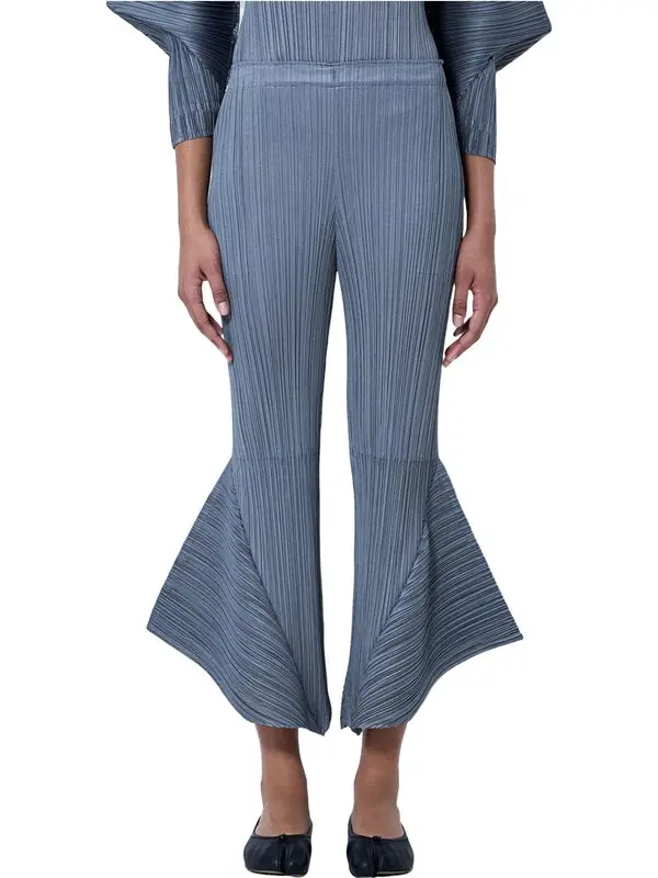 PLEATS PLEASE BY ISSEY MIYAKE Skyline Pleated Flared Trousers - Blue
