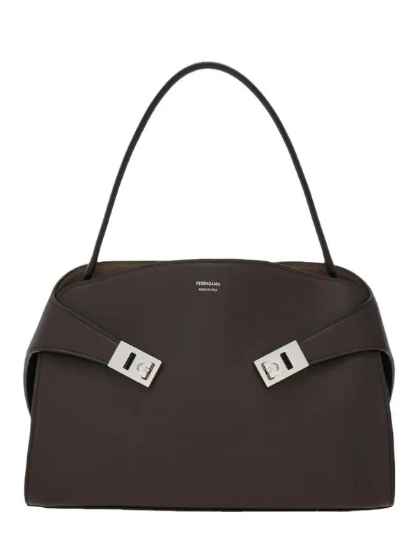 FERRAGAMO Hug Soft Shoulder Bag - Warm Taupe