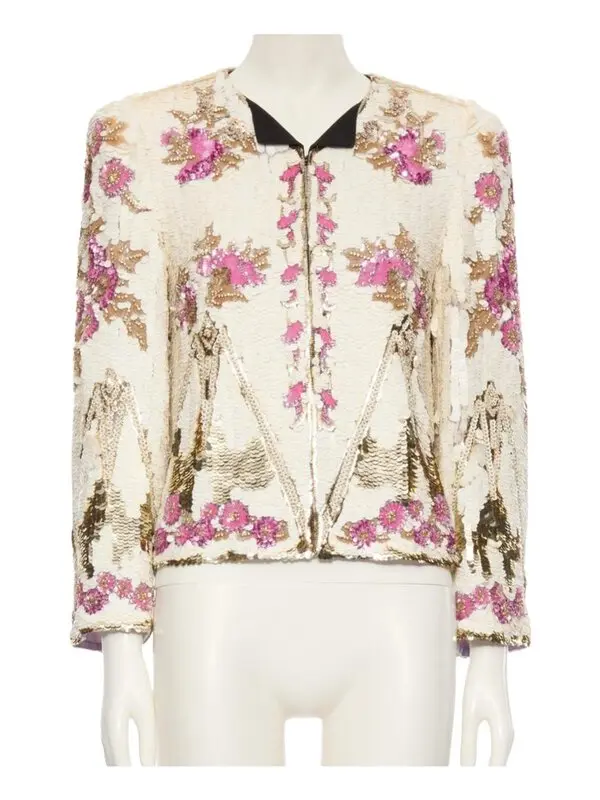 Valentino Garavani Embellished Floral Long Sleeve Jacket - White