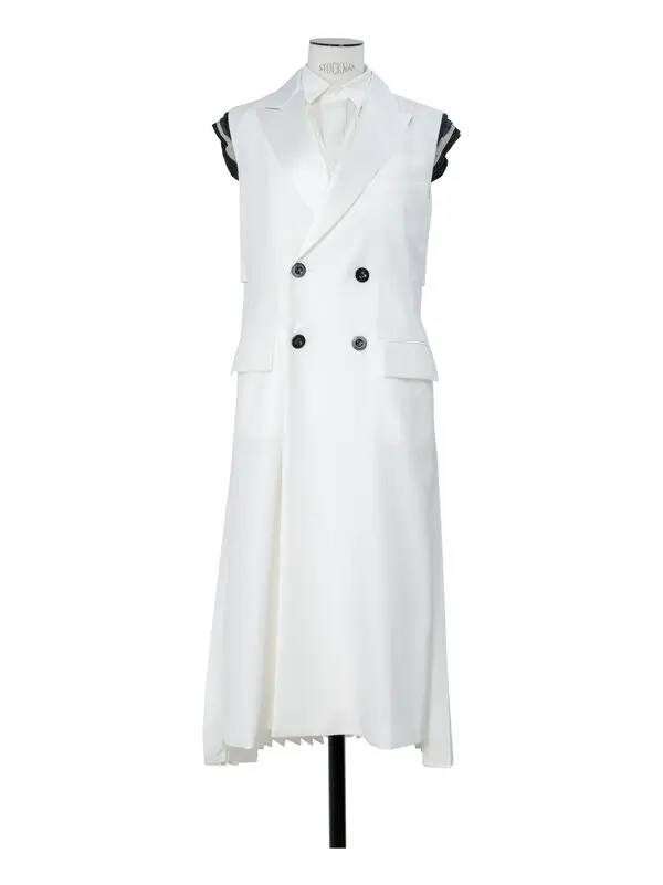 Sacai Sleeveless Double-breasted Suit Vest - White