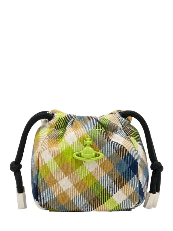 VIVIENNE WESTWOOD Hilary Plaid Drawstring Clutch Bag - Green