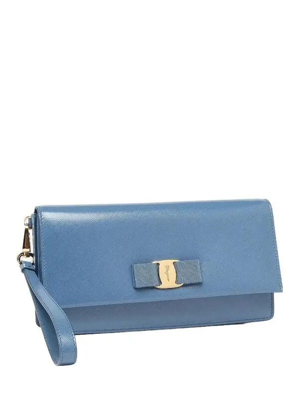 FERRAGAMO Gancini Logo Clutch With Wristband - Blue