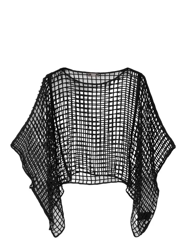 Peserico Boat Neck Mesh Top - Black