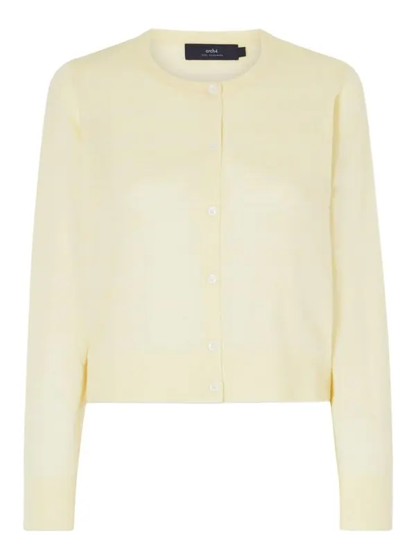 Arch4 Caspian Cashmere Cardigan With Button Detailing - Yellow