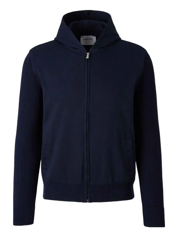 GRAN SASSO Zip-up Hooded Knitwear - Navy Blue