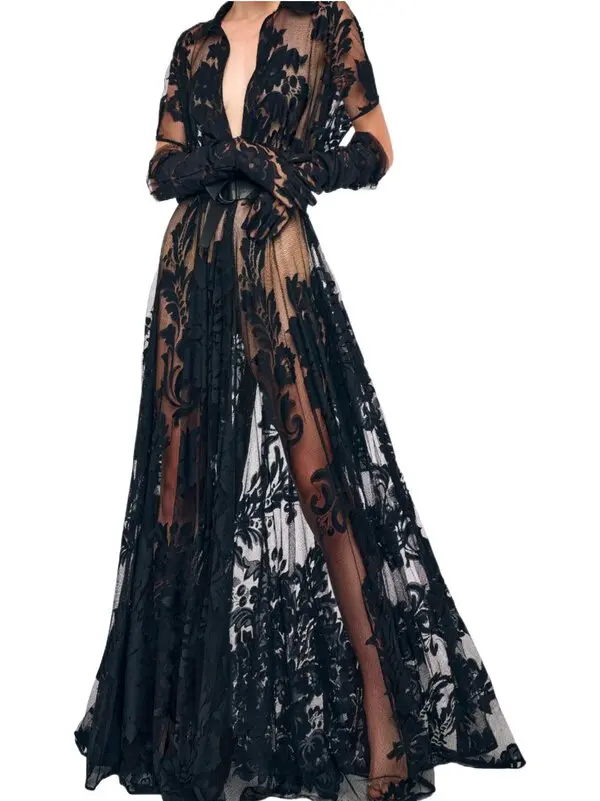Norma Kamali Super Os Bf Nk Shirt" Flared Gown - Black