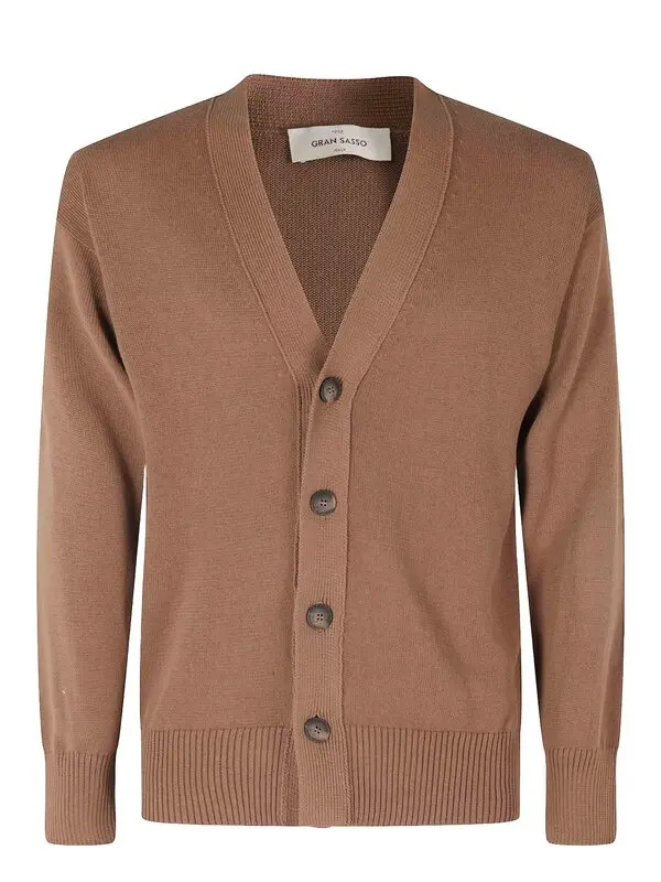 GRAN SASSO Long-sleeved Knitted Cardigan - Brown