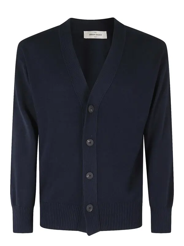 GRAN SASSO Long-sleeved Knitted Cardigan - Black