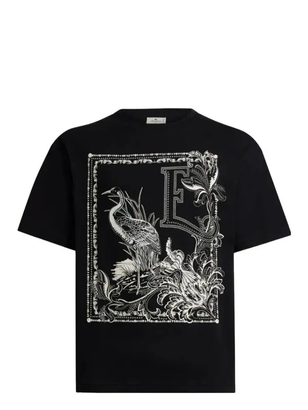 Etro Placed Printed Crewneck T-shirt - Black