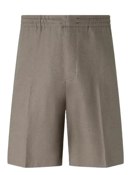 Zegna Oasi Lino Shorts - Dark Taupe