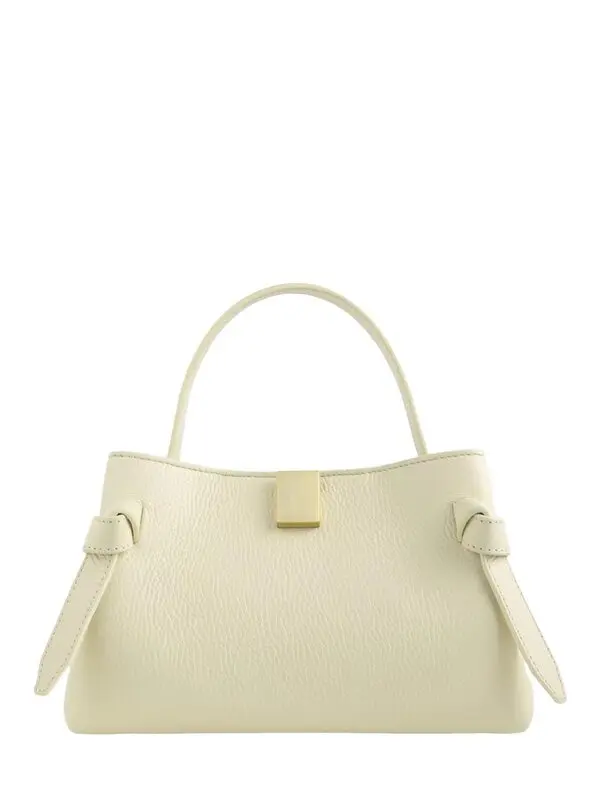 Yuzefi Textured Leather Top Handle Bag - Light Yellow