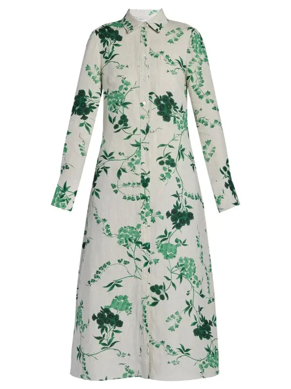Erdem Printed Button-up Shirt Dress - White