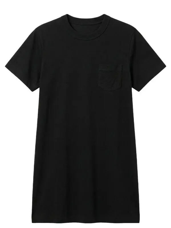 Sacai Short-sleeved Dress With Chest Pocket - Black
