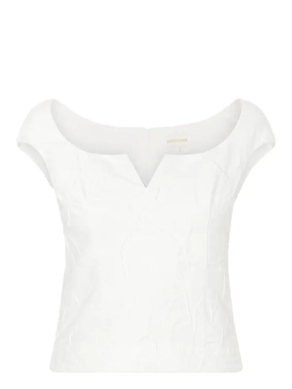 SHUSHU/TONG Pleated Cotton Blend Top - White