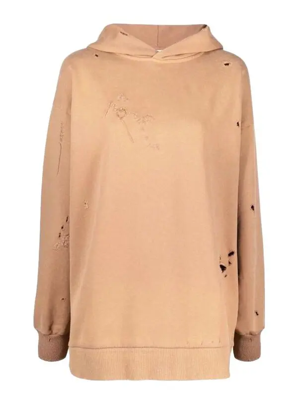 Acne Studios Distressed Cotton Hoodie - Nude