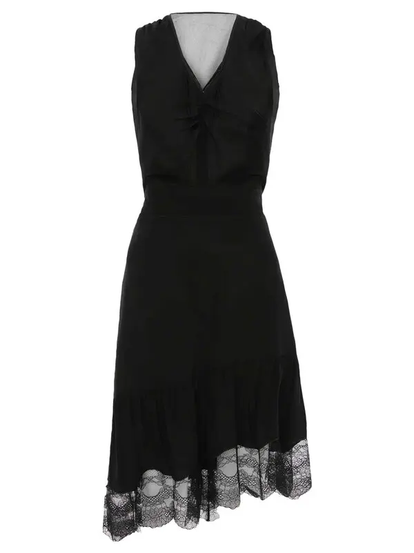 Victoria Beckham Sleeveless Dress With Lace Trim - Black
