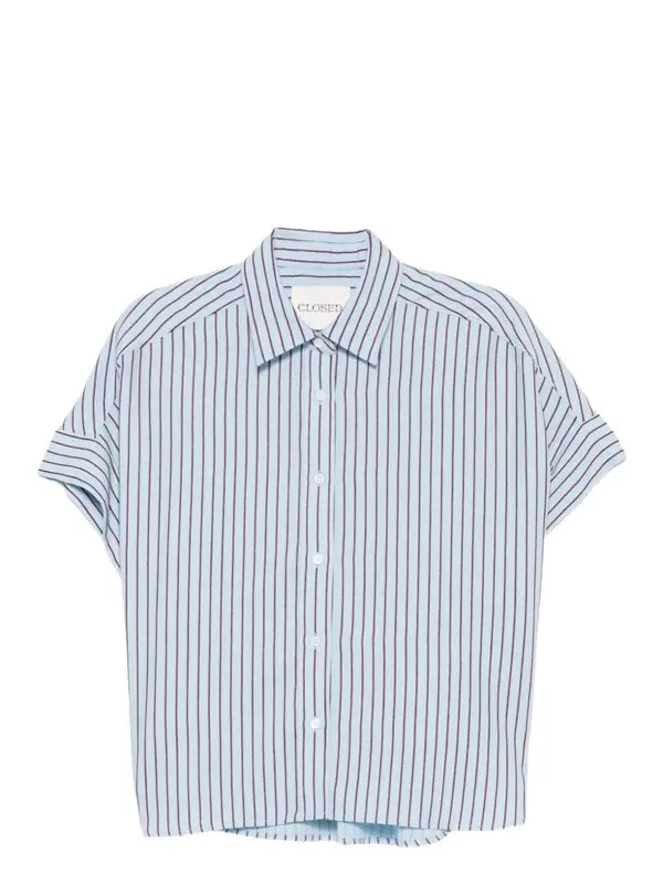 Closed Striped Short-sleeve Shirt - Blue