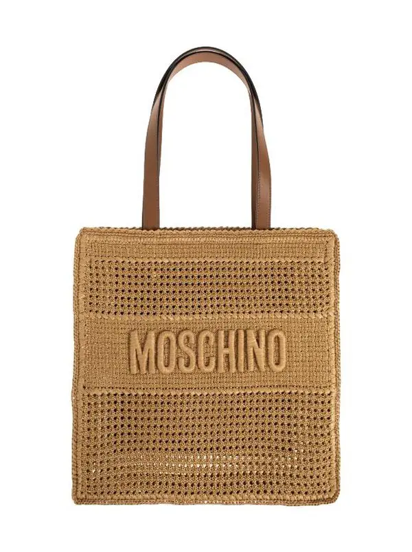 Moschino Embroidered Raffia Tote Bag - Brown