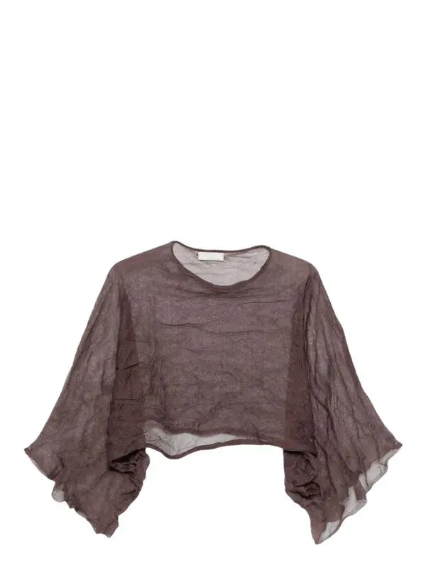Antonelli Firenze Arnica Crinkled Crop Top - Brown