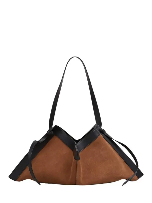 Yuzefi Geometric Suede Handbag - Brown