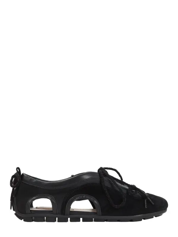 Simone Rocha Openwork Ballet Sneakers With Chenille Laces - Black