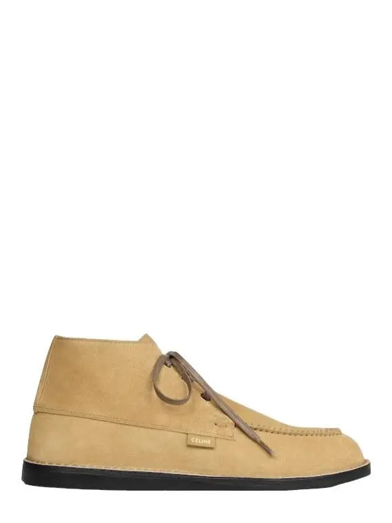 Celine Sirocco Chukka Boot In Suede Calfskin - Stone Beige
