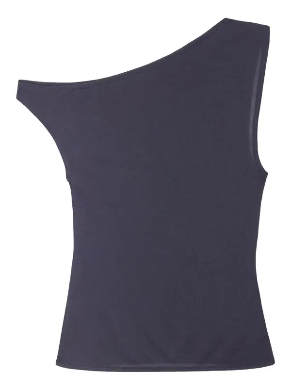 ST. AGNI Off-shoulder Top With Sheer Effect - Blue