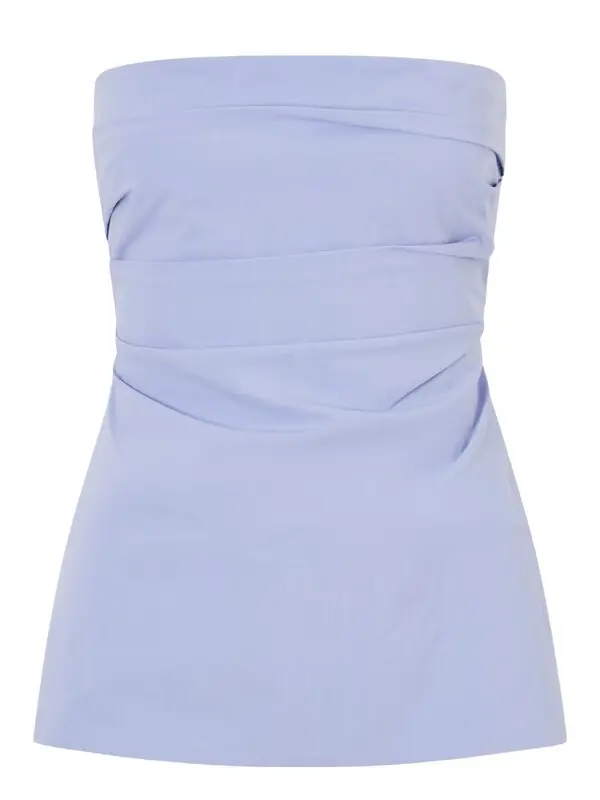 ST. AGNI Strapless Tie-back Poplin Top - Light Blue