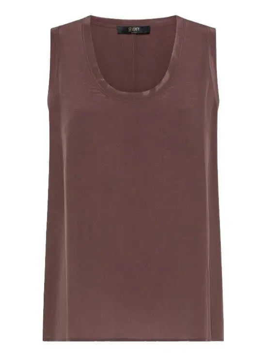 Seventy Silk Blend Sleeveless Top With Wide Neckline - Violet