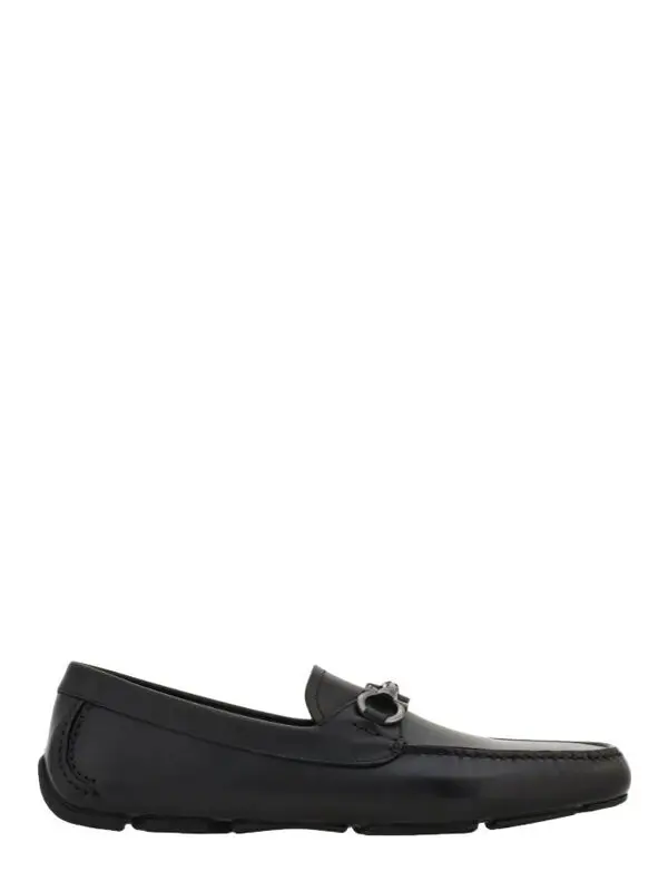 FERRAGAMO Gancini Ornament Driver Loafers - Black