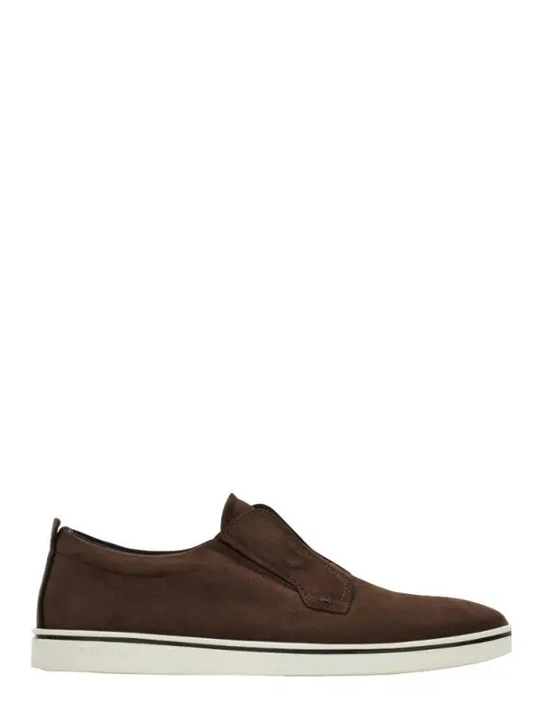 FERRAGAMO Slip-on Sneakers With Gancini Detail - Brown