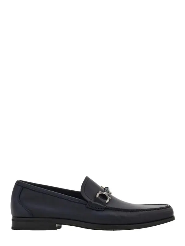 FERRAGAMO Gancini Ornament Loafer - Navy Blue