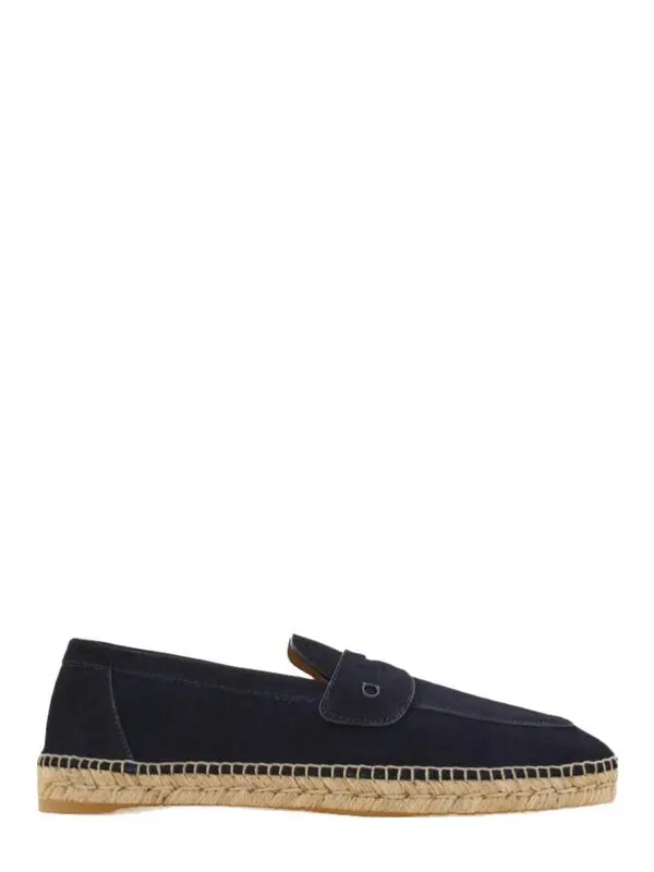 FERRAGAMO Suede Espadrille Loafers - Navy Blue