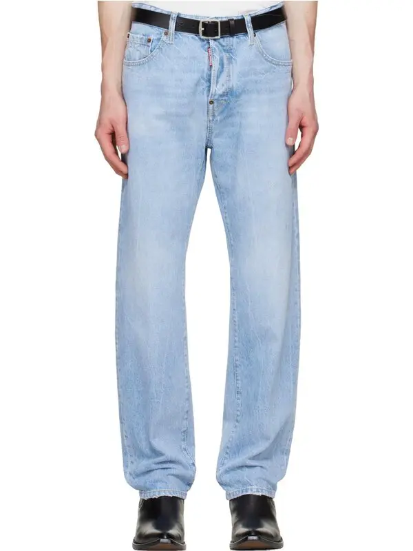 Dsquared2 Distressed Belt Loop Jeans - Blue