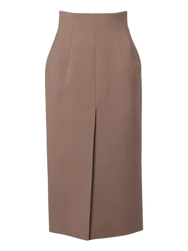 MUGLER High-waisted Pencil Skirt With Slit - Brown