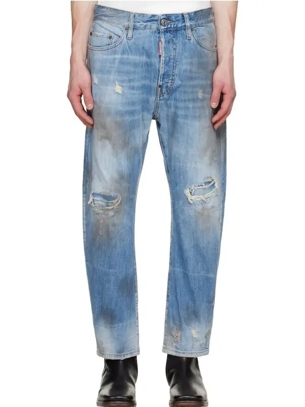 Dsquared2 Distressed Belt Loop Jeans - Blue