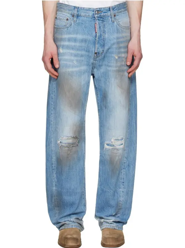 Dsquared2 Distressed Belt Loop Jeans - Blue