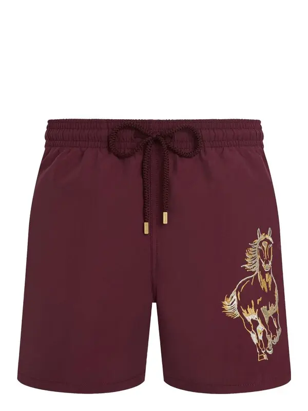Vilebrequin Embroidered Year Of The Horse Swim Shorts - Red