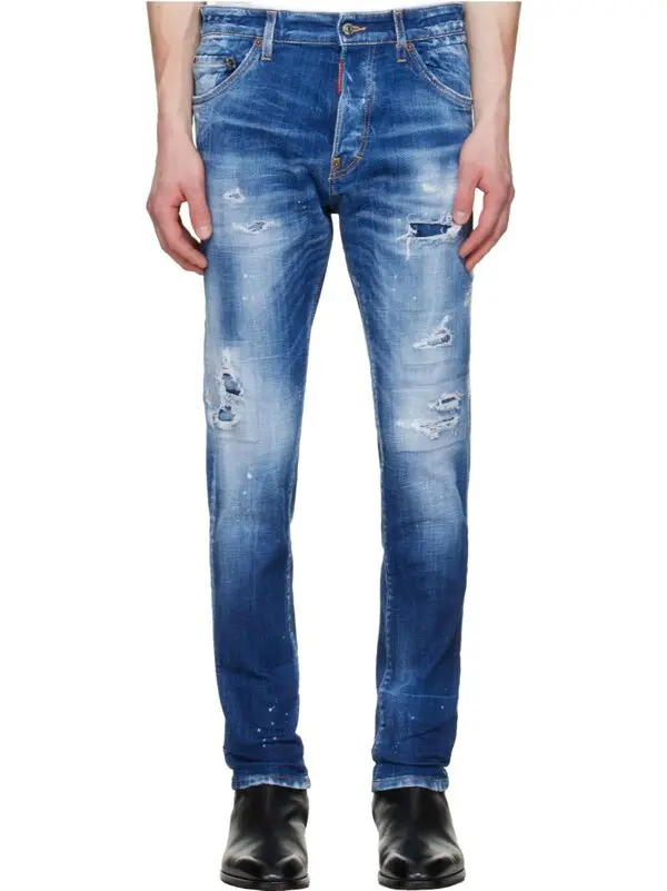 Dsquared2 Distressed Teddy Belt Loop Jeans - Blue