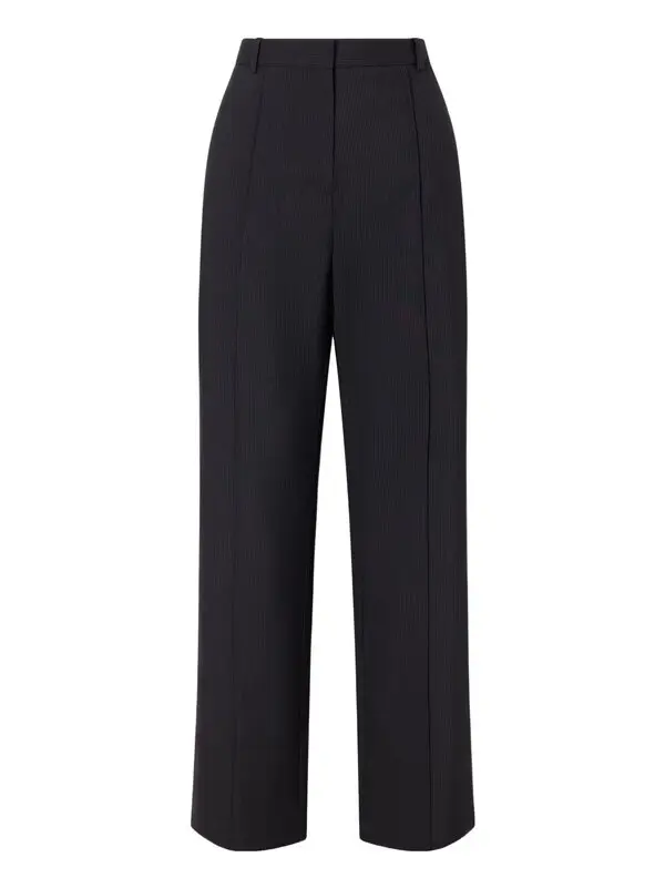 ST. AGNI Pleated Pinstripe Wide-leg Trousers - Black