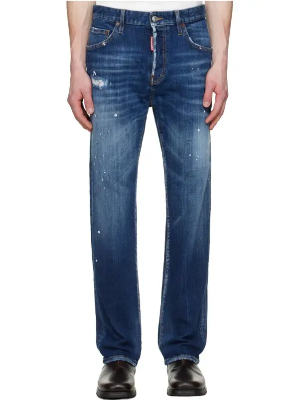 Dsquared2 Belt Loop Jeans With All-over Effects - Blue