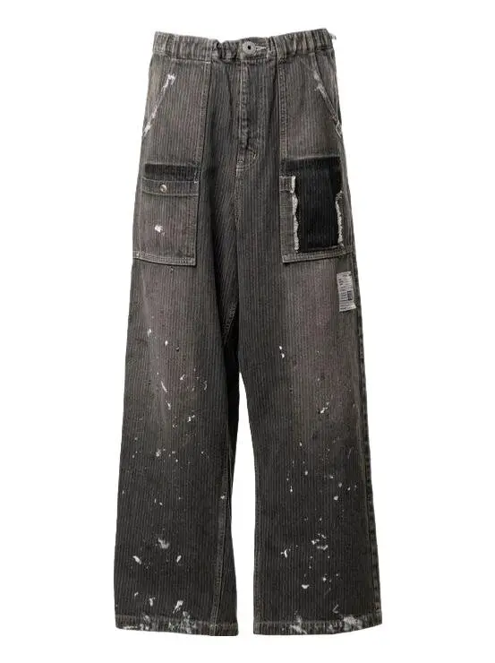 Mihara Yasuhiro Paint-splatter Distressed Jeans - Black