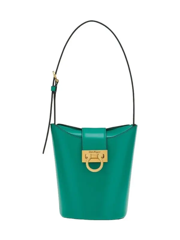 FERRAGAMO Gancini Logo Shoulder Bag - Green