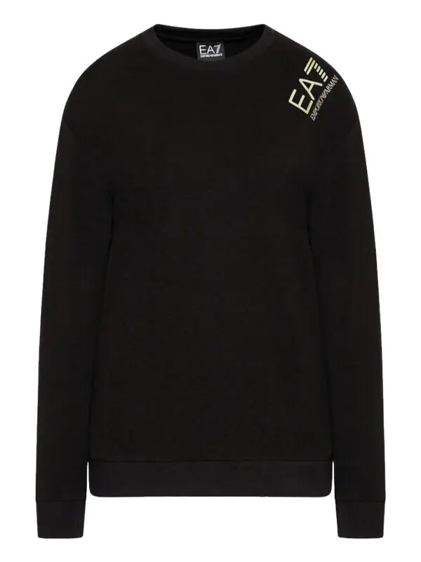 EA7 Logo Tape Stretch-cotton T-shirt - Black