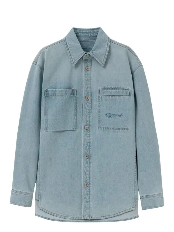 WOOYOUNGMI Floral Back Print Denim Shirt - Gray