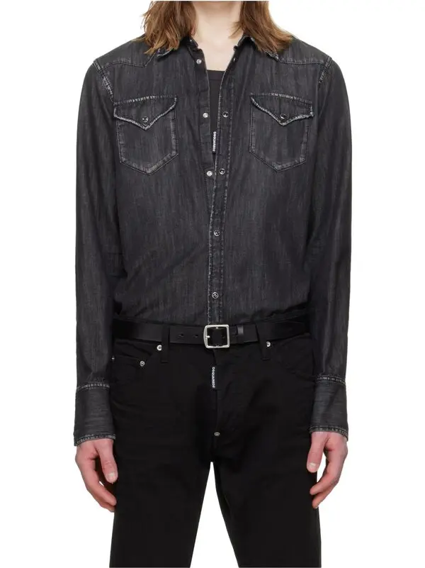 Dsquared2 Western Long-sleeved Denim Shirt - Black