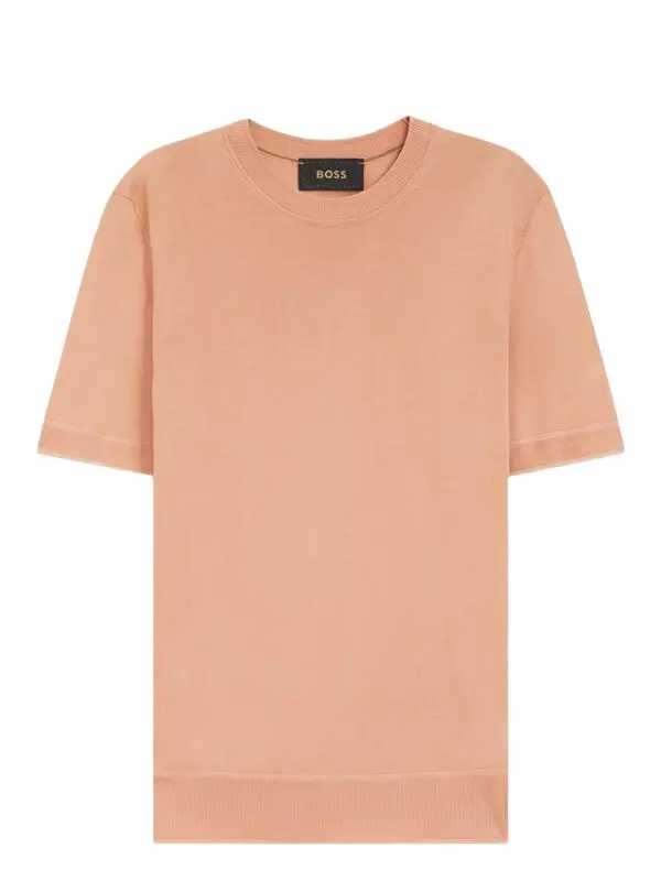 Hugo Boss Nottano Knitted Short-sleeve Top - Nude