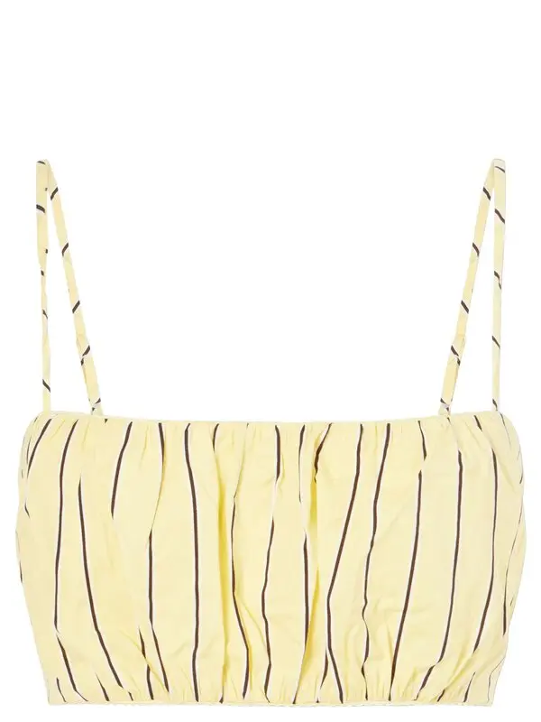 Staud Fiore Striped Cotton-blend Bandeau Top - Pastel Yellow