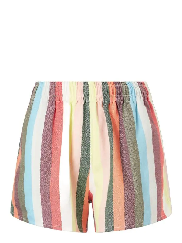 MARRAKSHI LIFE High-waist Striped Cotton Shorts - Multi