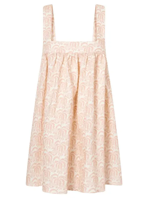 Matteau Babydoll Printed Linen And Cotton-blend Mini Dress - Pink
